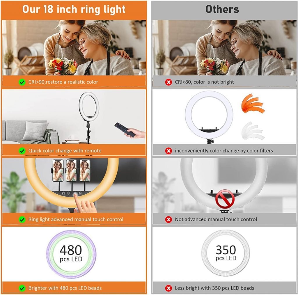 RECHARGEABLE 18 Inch Ring Light With Battery - Amary Nigeria